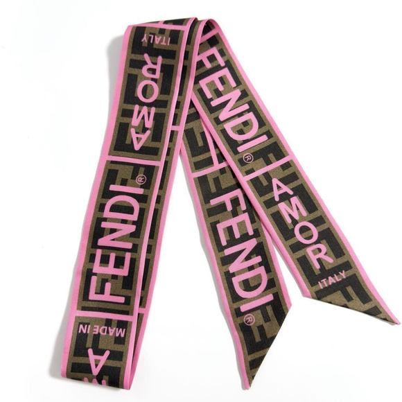 Fendi | Accessories | Fendi Womens Scarf Bandana Wrappy Silk Pink ...